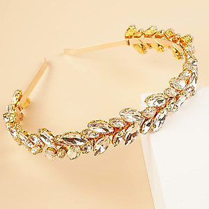 Kercisbeauty Wedding Bridal Crystal Gold Hiar Tiaras Women Girls Special Occasion Hair Crown Bridal Shower Rhinestones Hair Accessories (Gold)