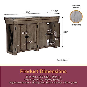Flipper Wildwood 55 Gallon Aquarium Stand, Rustic White