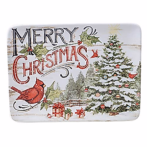 Certified International Evergreen Christmas Rectangular Platter 16",