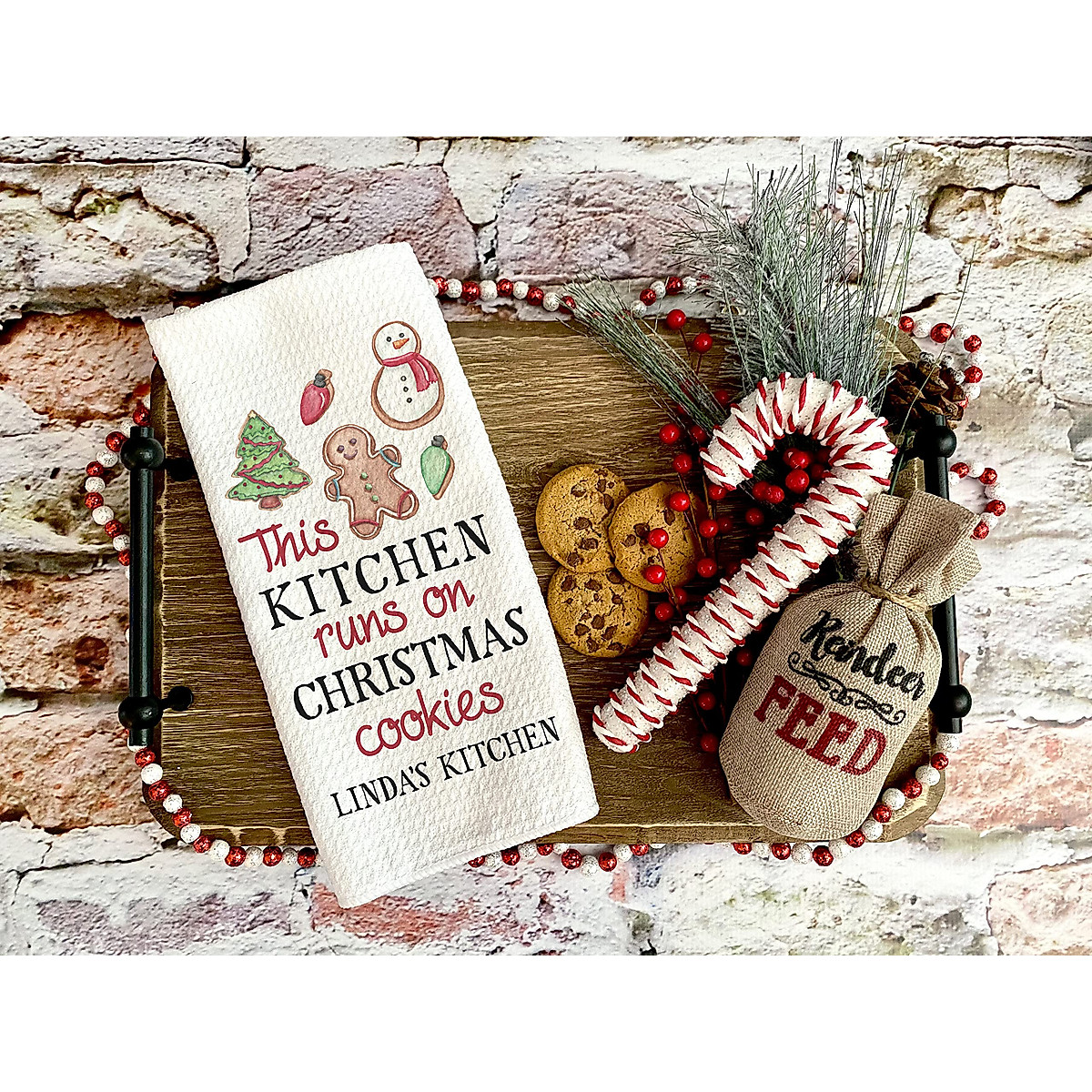 CANARY ROAD Custom Christmas Cookies Towel | Personalized Kitchen Towel | Christmas Gift for Women | Personalized Christmas Decor | Personalized Dish Towel | Christmas Kitchen Towel