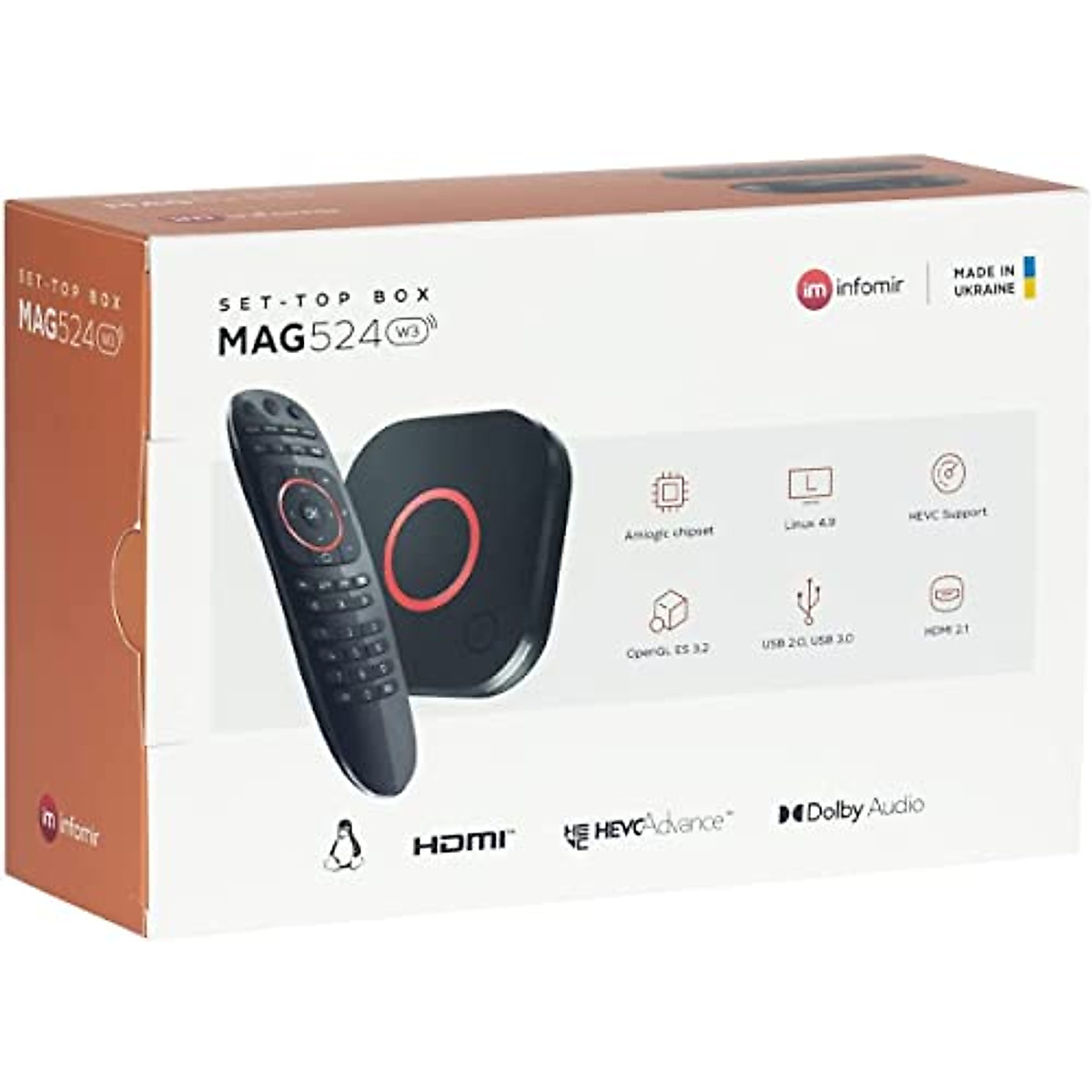 Open Box - Genuine Mag 524W3 4K , Built-in Dual Band 2.4G/5G WiFi, Free Remote Control,HDMI Cable and US Plug - Mag524W3 - Mag 524 W3 - Replacement for 324w2 and 424W3