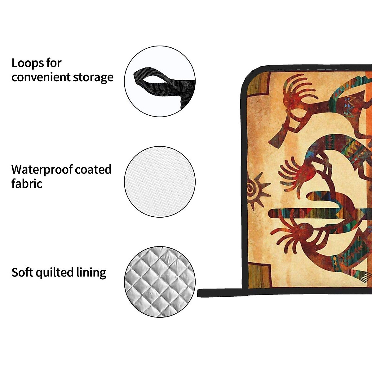 Pot Holders Southwest Native American Kokopelli Square Heat Resistant Kitchen Potholder Set of 2 for Cooking Baking BBQ Oven Hot Pads Oven Mitts 8 X8 Inch