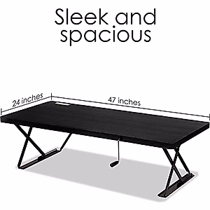 Manual Adjustable Height Computer Tabletop, Crank Lift, 47x24x15 (LxWxH) (Black)