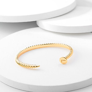 Fettero Gold Cuff Nail Bracelet for Women Bangle Bracelets Adjustable Open Wrap Letter Bracelet Love Friendship Gift