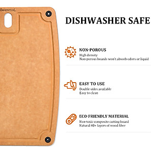 Barenthal Cutting Boards for Kitchen Dishwasher Safe Eco-Friendly Composite Cutting Board Set of 2,Reversible Chopping Board with Handles & Juice Grooves, Medium & Large Cutting Board