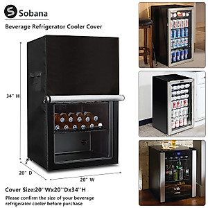 Sobana Beverage Refrigerator and Cooler Cover for most 3.2 Cu.ft Beer or Wine Mini Fridge,Waterproof Dust Proof Anti-UV Sides Zipper Can Be Opened(20" W x 20" D x 33" H,Black)