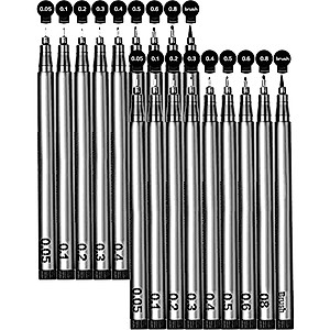 JOVITEC Black Pigment Fineliner Ink Micro Pens Waterproof Black Pen Set for Art Sketching Writing, 18 Pieces