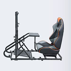 OUYESSIR Racing Simulator Cockpit with Racing Seat and TV Stand, Adjustable Steering Wheel Stand for Logitech G25|G27|G29 |G920 | Thrustmaster | Compatible with Xbox One, PS4, PC Platforms