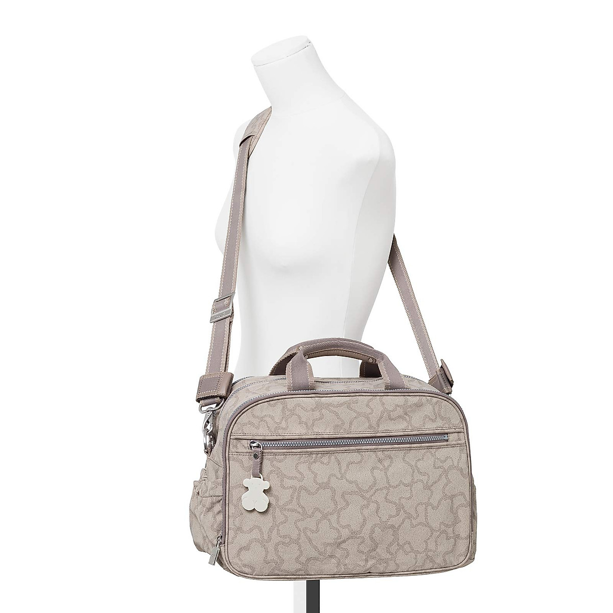 TOUS Vinyl Combined with Calfskin Leather Stoned Color Baby Bag for Women, 40x20x25 cm, Kaos New Colores Collection