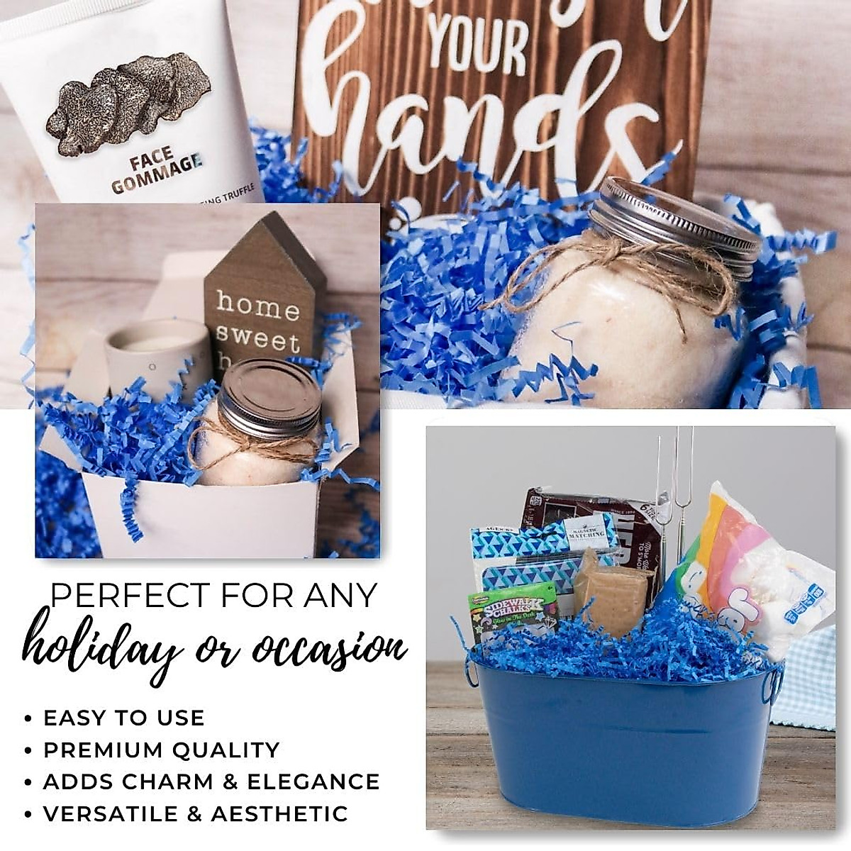 MagicWater Supply Crinkle Cut Paper Shred Filler (1 LB) for Gift Wrapping & Basket Filling - Sky Blue