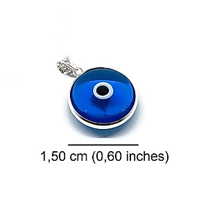 MYSTIC JEWELS by Dalia – Glass Evil Eye Pendant for Good Luck – 925 Sterling Silver – Diameter of Pendant 0,6"
