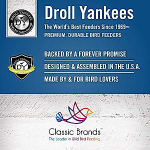 Droll Yankees Onyx Clever Clean and Fill Mixed Seed Bird Feeder, 18 Inches, 4 Ports, Black