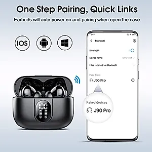 Wireless Earbuds, 2023 Bluetooth 5.3 Headphones HiFi Stereo, 40H Playtime in-Ear Earbud, Bluetooth Earbuds with LED Power Display, IP7 Waterproof Wireless Earphones Sport Headset for Android iOS