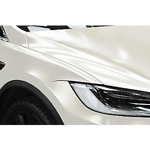 24"x60" (2FTx5FT) White Matte Metallic Satin Pearl Vinyl Wrap Sticker Sheet Film Car Auto Vehicle DIY Decal Bubble Free Air Release Self Adhesive Peel and Stick Free Tool Kit