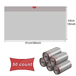 Tinlade 50 Count Jumbo Cat Litter Box Liners Large Drawstring Cat Litter Liners Unscented Tear Resistant Cat Litter Bags for Trash Waste to Keep Your Home Clean (Gray, Red,36 x 18 Inch)