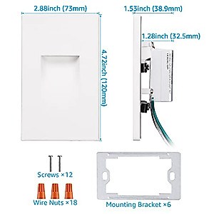 LEONLITE Classic Series 120V LED Step Lights, Dimmable 3.5W Indoor Outdoor Stair Light, 110lm, ETL Listed, Vertical, IP65 Waterproof, Aluminum, CRI 90, 3000K Warm White, White, Pack of 6
