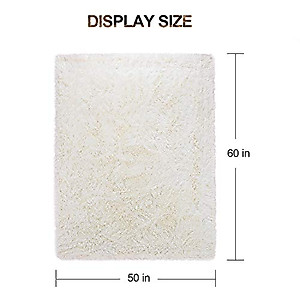 Softlife Super Soft Fluffy Faux Fur Throw Blanket 50" x 60" Reversible Plush Warm Sherpa Blankets for Couch Sofa Bed Throws Home Decorative, Cream