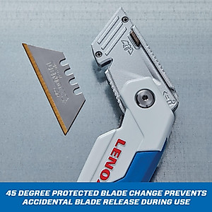 LENOX Utility Knife with 3 Bi-Metal Blades, Retractable, Foldable and Portable, Blade Storage (LXHT10601)