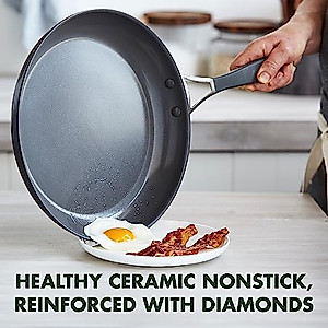 GreenPan York Hard Anodized Healthy Ceramic Nonstick 10" Frying Pan Skillet with Glass Lid, Durable Forged Base, Scratch Resistant, Ergonomically Designed Silicone-Wrapped Handles, PFAS-Free, Gray