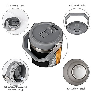 Lion Head with Cross 30 OZ Insulated Tumblers with Handle And Straw Leakproof Vacuum Insulated Stainless Steel Water Bottle for Car Fishing Travel