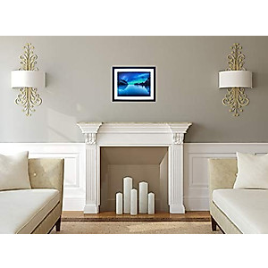 Black 22x28 Gallery Poster Frame with 18x24 Mat - Wide Molding - Includes Attached Vertical and Horizontal Hanging Hardware - Crystal Clear Plexiglass Front - Display 22 x 28 Inch Picture or Art