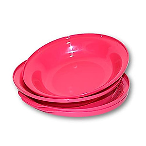 Tupperware (2) Double Plates | Shallow Bowls and Plates Set | Dark Pink