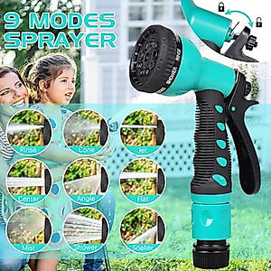 Bietor Garden Hose 115ft+6.5ft, Retractable Garden Hose Reel Flexible, Water Hose With Reel Automatic Rewind, Heavy Duty Garden Hose With 9 Patterns Spray Nozzle