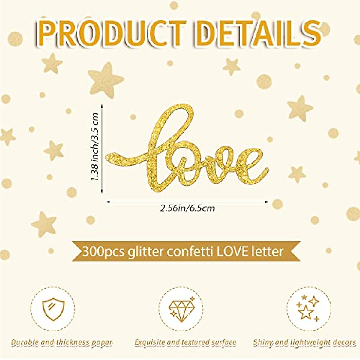 Wedding Table Decor Love Confetti Engagement Party Decorations Bridal Shower Confetti for Table Gold Love Confetti for Wedding Valentine's Day Party Anniversary Bachelorette(100 Pieces)