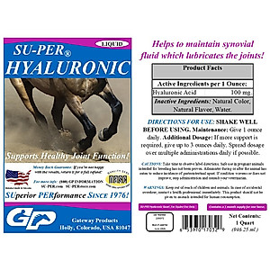 SU-PER Hyaluronic Joint Supplement for Horses - Supports Joints Health & Lubrication - Horse Hyaluronic Acid Liquid - 1 Quart, (2 Pack)