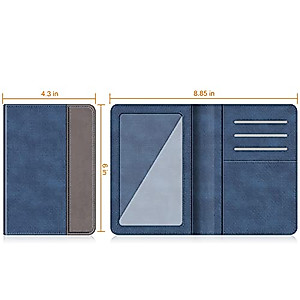 Fintie Passport and Vaccine Card Holder Combo, Cover Case with CDC Vaccination Card Slot, PU Leather Passport Cover Case for Women Men (Denim Indigo)