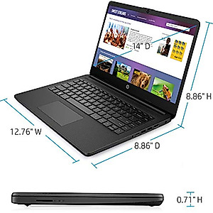 HP Stream 14inch HD Display, Intel Celeron Dual-Core Processor, 8GB DDR4 Memory, 128GB Storage (64GB eMMC+64GB Card),WiFi,Webcam,Bluetooth,Windows 11 S, Jet Black (Renewed)