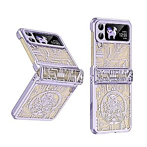 phone case Slim Case Compatible with Samsung Galaxy Z Flip 3 with Hinge+Camera Lens Protector,Thin Hard PC Case Fashion Protective Case for Galaxy Z Flip 3 Rugged Electroplating Cover phone protection