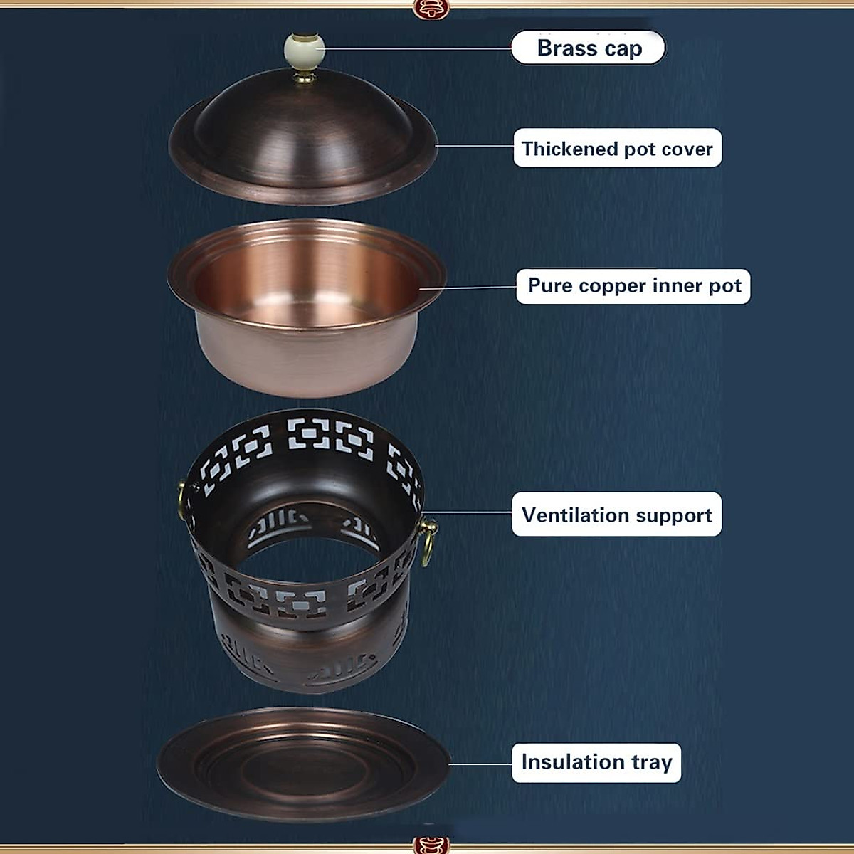 Chafing Dishes Single Thickened Copper Hot Pot Pure Copper Small Hot Pot Self-Service Environmentally Friendly Oil Meal Sharing Hot Boiler Home Commercial