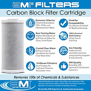 Applied Membranes Inc. 3-Stage Whole-House Water Filter Cartridge Replacements, Includes 10-Inch Sediment, Carbon, and Lead Filter Cartridges