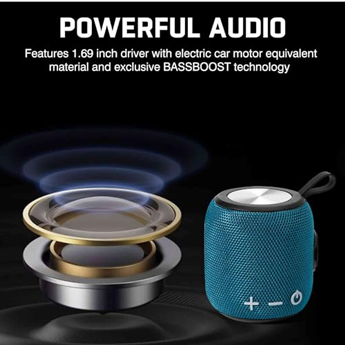 UrbanX Bluetooth Speaker: Powerful Stereo Sound, IPX7 Waterproof, True Wireless Stereo Pairing, Portable Design, Latest Bluetooth V5.2 - Perfect for Mini (2019), Beach, Outdoor, Home, Parties- Blue
