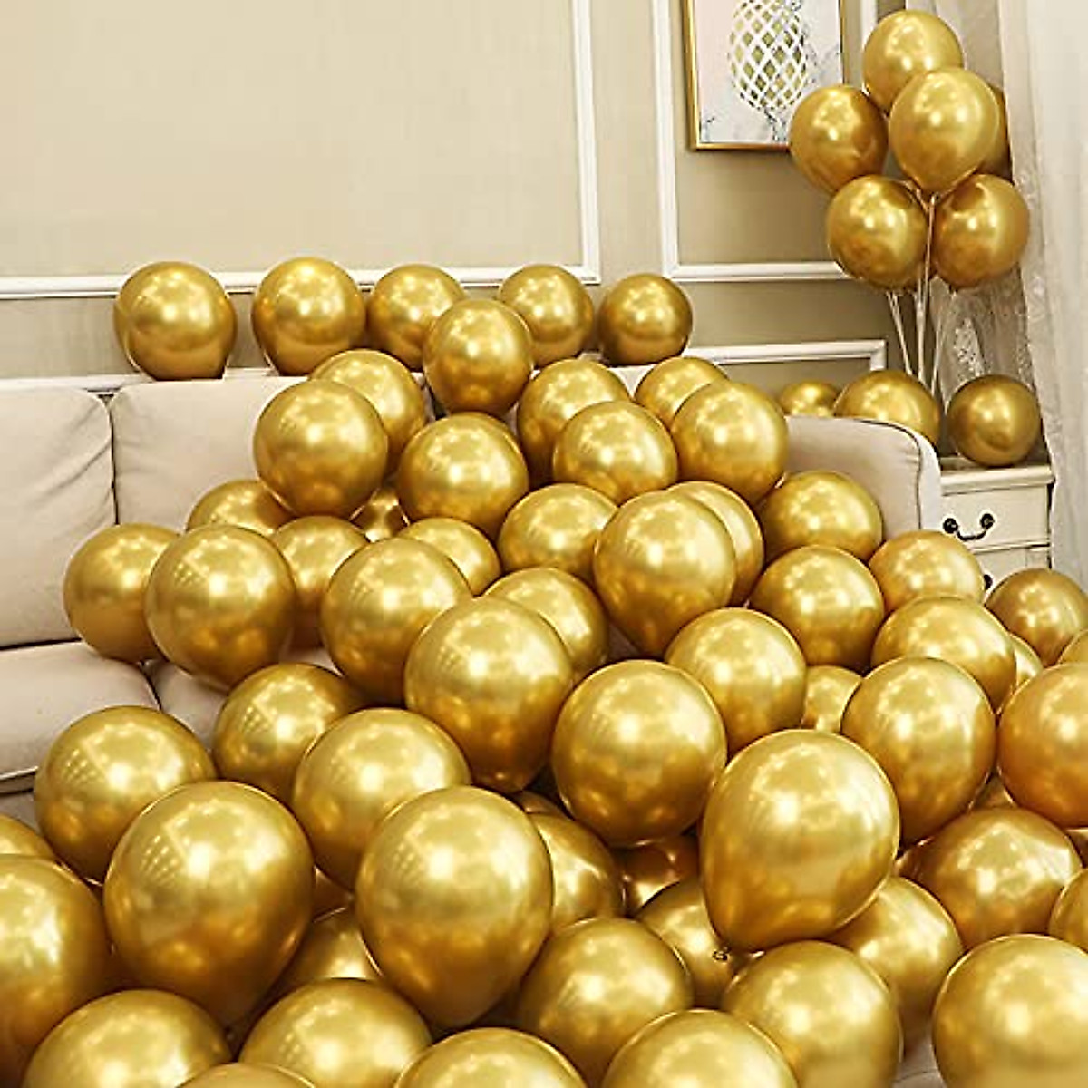 5 inch Metallic Gold Balloons, 100 pcs Thick Chrome Gold Birthday Balloons Latex Party Balloons for Birthday Wedding Baby Shower Decorations