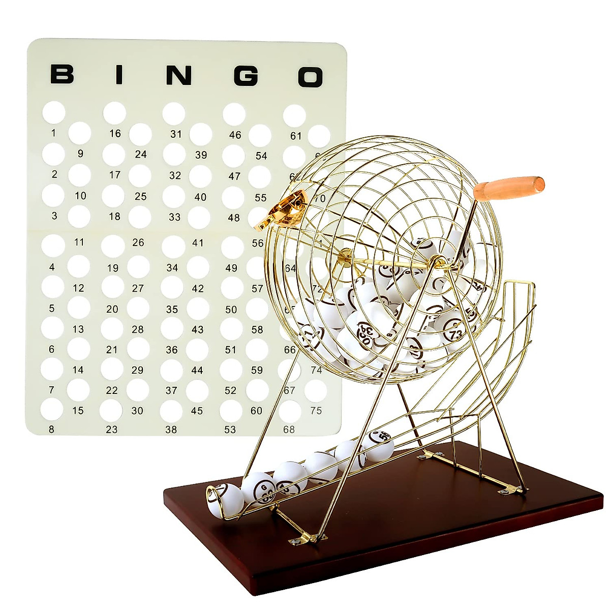 GSE Professional Bingo Game Set with X-Large Bingo Cage, 1.5" Ping Pong Size Bingo Balls, Bingo Master Board. Great for Large Groups, Bingo Halls, Parties, Bingo Game Night
