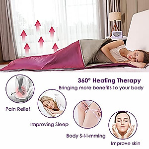PINJAZE Far Infrared Sauna Blanket with Remote Control for Exercise Recovery Heating Detox 2-Zone Double Zipper Digital Control Portable Infrared Sauna Blanket for Home Relaxation Beauty Salon