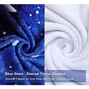 Stars Fleece Throw Blanket, Jewel Blue Starry Sky Plush Throw Blanket Love Gifts Blanket for Women Super Soft Bed Sofa Chair Throw for Kids and Adults (47" x 60")