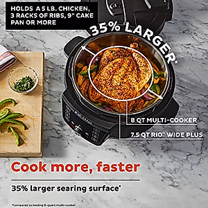 Instant Pot RIO Wide Plus, 7.5 Quarts 35% Larger Cooking Surface, WhisperQuiet Steam Release, 9-in-1 Electric Multi-Cooker, Pressure Cooker, Slow Cooker, Rice Cooker, Steamer, Sauté, Cake & Warmer