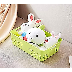 Jucoan 12 Pack Small Plastic Storage Baskets, 8.5 x 5.5 x 3 Inch Colorful Plastic Classroom Organizer Bin Tray, Stackable with Grip Handles for Bathroom, Drawers, Shelves, Closet, Office