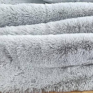 Ghouse Grey Faux Rabbit Fur Rug 8x10 Machine Washable Area Rugs for Bedroom Fluffy Rugs for Living Room No-Shedding Carpet Sheepskin Rug