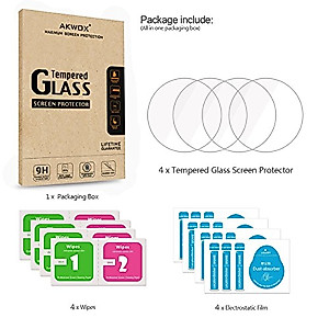 AKWOX (Pack of 4) Tempered Glass Screen Protector for Garmin Forerunner 735XT, [0.3mm 2.5D High Definition 9H] Premium Clear Screen Protective Film for Garmin Forerunner 735XT