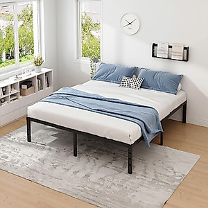 NEW JETO Simple and Atmospheric Metal PlatformStorage Space Under The Bed Heavy Duty Frame Bed, Sturdy Queen Size Bed Frame, 16 Inch, Queen