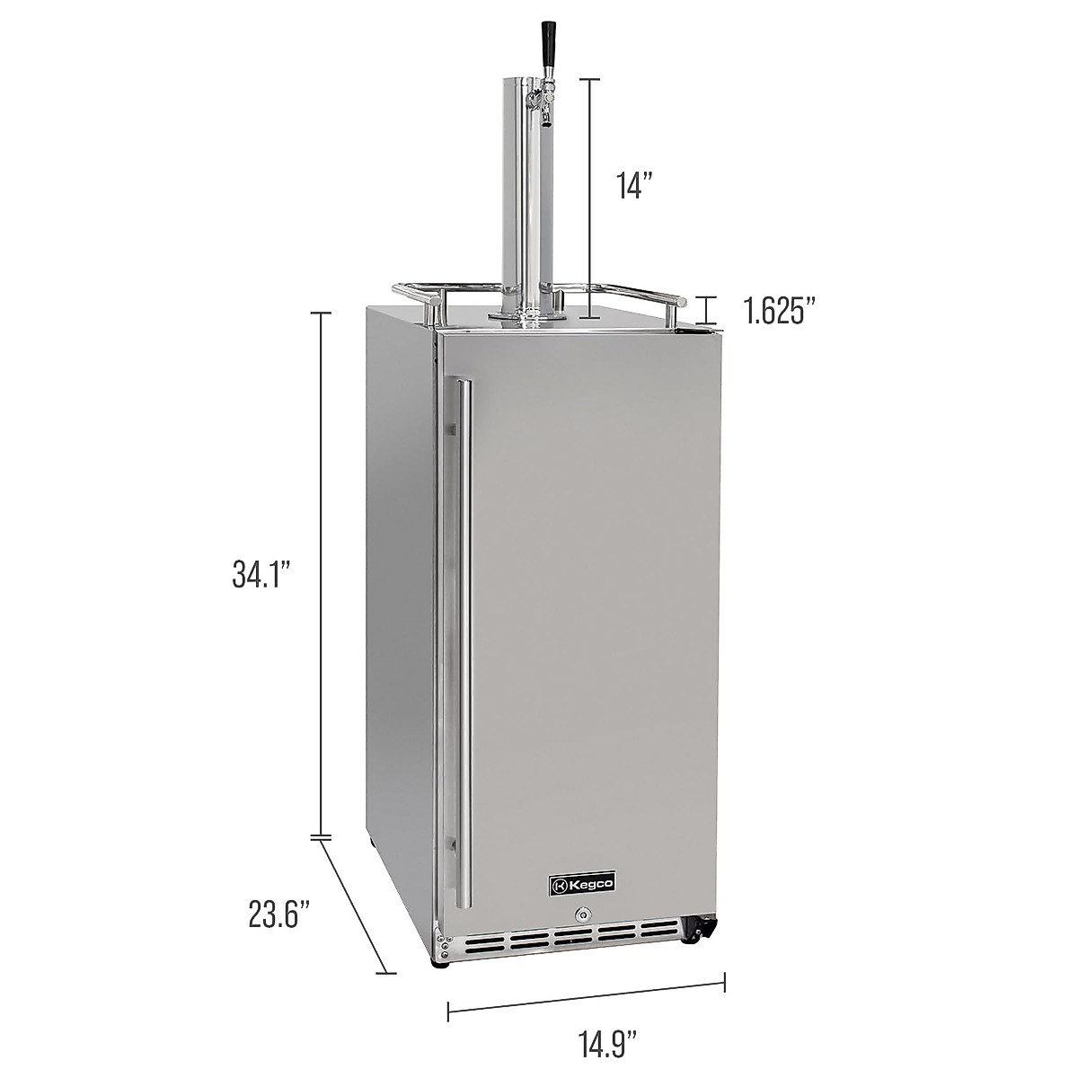 Kegco HK-15-SS Beer Kegerator, 1 Tap, Stainless Steel