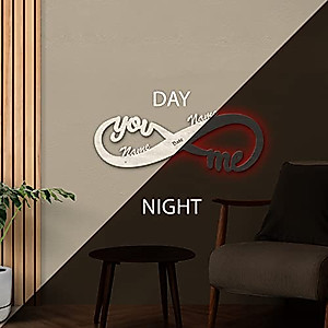 Love Couple Gifts for him or her I Personalized Infinity - You and Me Wood Art Led Night Light I Romantic Home Decor for Anniversary or as Wedding Decoration
