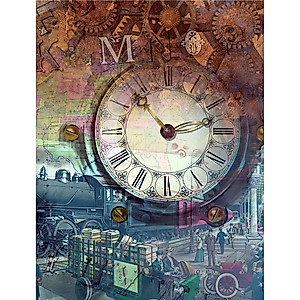 Dark Steampunk Mulberry Rice Paper, 8 x 10.5 inch - 6 x Different Printed Mulberry Paper Images 30gsm Visible Fibres for Decoupage Crafts Mixed Media Collage Art