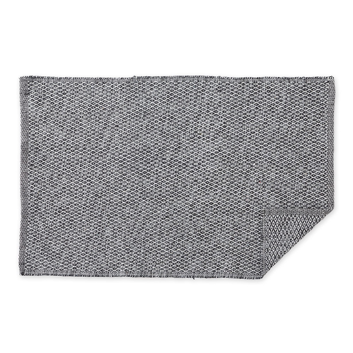 DII Woven Recycled Yarn Rag Rug Collection Miniature Diamonds, 2x3', Gray