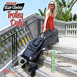 dbest products Stair Climber Bigger Trolley Dolly, Black Grocery Shopping Foldable Cart Condo Apartment 44 Inch