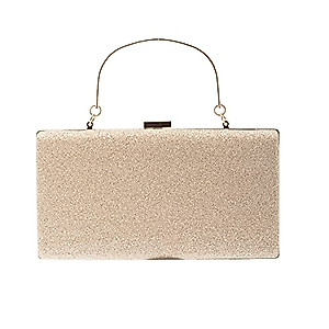 Women Elegant Clutch Purses Vegan Leather Crossbody Evening Bags with Chain Strap for Date Night Out Wedding Party Prom, Champagne